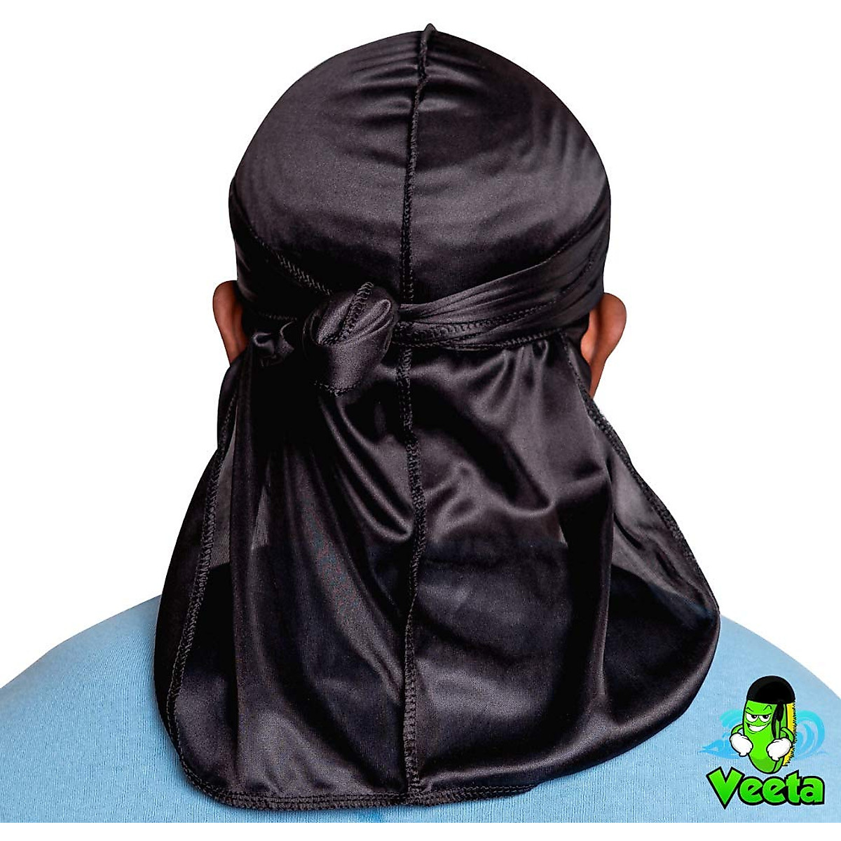 Veeta Superior Silk Durag - Smooth Silk Durag for Men & Women, Long Double Wide Straps, Outside Seam Triple Stitch Du Rag
