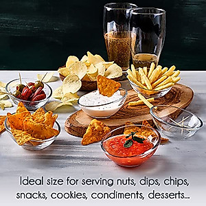 Crystalia Boutique Slant Cut Glass Bowls Set for Kitchen Prep, Small Pinch Bowls, Clear Glass Cooking and Serving Bowls for Fruit, Sauce, Dessert and Candy Dishes, Mini Decorative Dinnerware Set of 6