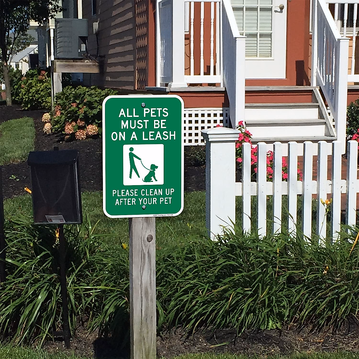 SmartSign All Pets Must Be On Leash Sign - 2 Pack, Please Clean Up After Your Pet Sign, 18 x 12 inch, 2mm Thick Aluminum Composite, Green and White, Made in USA