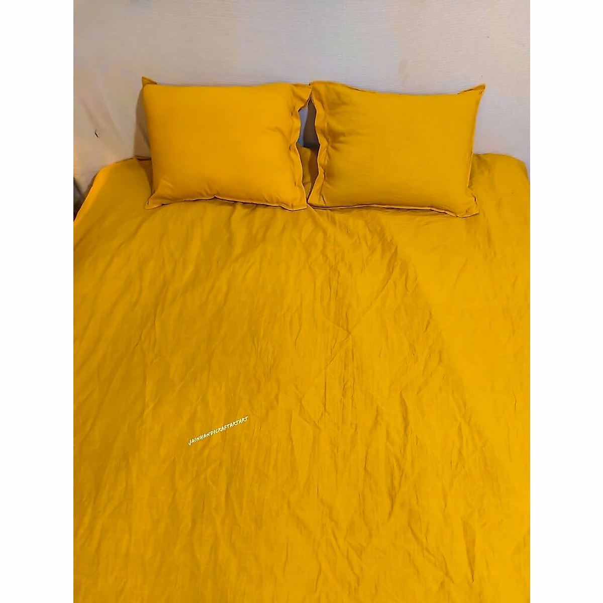 The Bed Linen Twin Duvet Cover Set with 3 Piece Soft Linen Bedding Set 1 Duvet Cover with 2 Pillowcase Luxurious (Yellow)