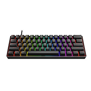 AG AC61M GK61 RGB Gaming Keyboard - 61 Keys Aluminum Case Two USB-C Ports PBT Keycap Hot Swappable Programmable for PC/Mac Gamer (Gateron Optical Blue, Black Color)