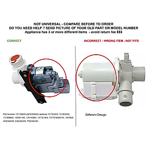 GLOB PRO SOLUTIONS 137108000 Washer Water Drain Pump Assembly 5 ¼" length Approx. Replacement for and compatible with Frigidaire Kenmore Electrolux White Westinghouse 137108000 Heavy DUTY