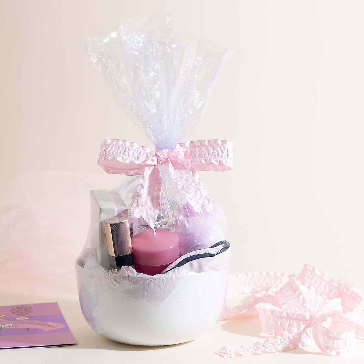 Purple Q Crafts Shrink Wrap Basket Bags For Gift Baskets Clear Cellophane PVC Shrink Bags 12"x 18" (10 Pack)