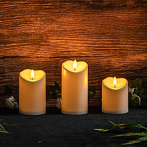 Amagic Flickering Flameless Candles, Waterproof Outdoor Indoor Battery Operated LED Candles with Remote Timers, Won't Melt, Ivory Plastic, D3 x H4 5" 6", Set of 3
