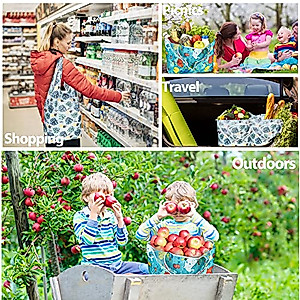 LotFancy Reusable Grocery Bags, 1 Extra-Large XL+1 Large Foldable Shopping Bags with Attached Pouch, Waterproof Nylon Grocery Bags, Machine Washable and Eco-Friendly