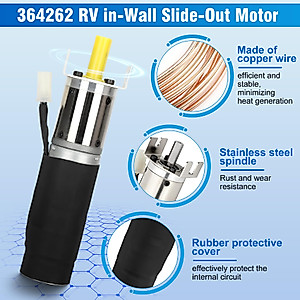 364262 RV in-Wall Slide-Out Motor, 42mm Mid Torque Motor with Brake, RV SlimRack in-wall Slide-Out Motor, SlimRack Slide-Out Motor with Brake compatible with Lippert Schwintek in-Wall Slide System