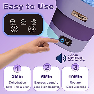 Portable Washing Machine, 15L Large Capacity New Upgraded Model, Mini Collapsible Washer with Dryer, Small Foldable Laundry Washer, Apartment, RV, Dorm, Camping, Socks, Baby Clothes, Underwear, Purple