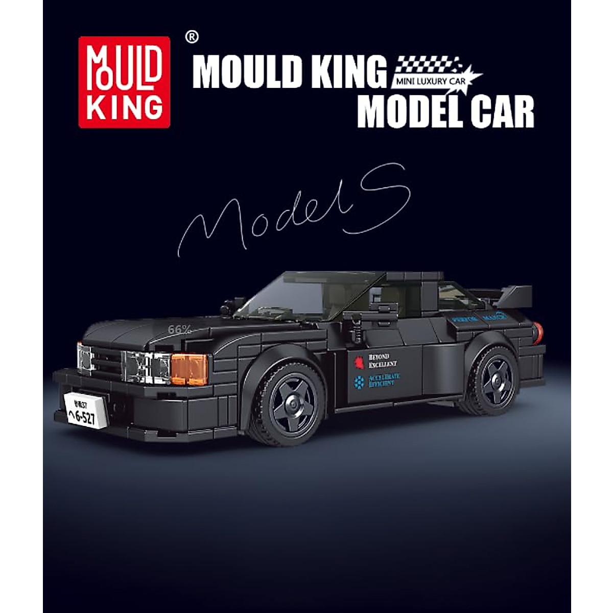 Mould King Initial D Car Nissan Skyline GTR32 Race Car Building Sets with Display Case, 27014 Collectible Speed Champion Car Building Blocks, Classic Race Car Building Kits for Adults Kids 8+(359PCS)