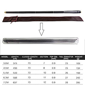 ZYHYD Lengthened 7.2m-3.6m Ultra-Light carp Fishing Rod, Carbon Fiber Foldable Fishing Rod, Stream Fishing Rod Hand Rod, carp Feeder Fishing Rod ZYHYD (Size : 6.3 m)