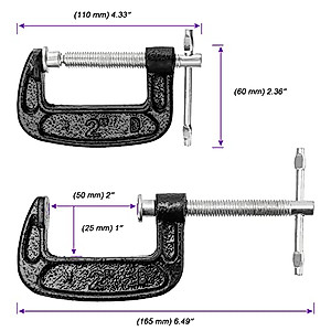 JOIKIT 8 PCS 2 Inch C Clamps Set, Heavy Duty G Clamp with 2 Inch Jaw Opening for Woodworking, Welding, and Metal Working