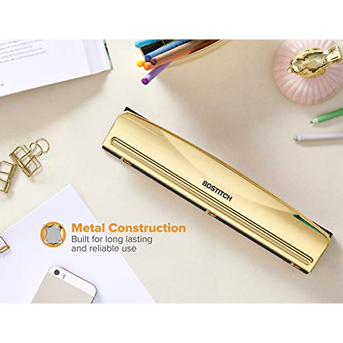 Bostitch 3 Hole Punch, 12 Sheets