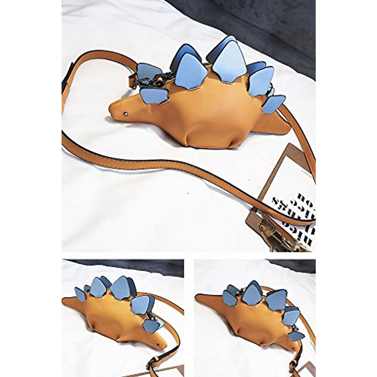 MILATA Dinosaur Shape Cross Body Bag Women Pu Leather Chic Clutch Purse for Girls (yellow)