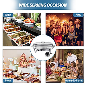 EVGTTI 7 Pack Stainless Steel Chafing Dishes 8 Quart Full Size Chafing Dish Buffet Set Silver Rectangular Catering Chafer Warmer for Buffet Banquet Party Catering Supplies