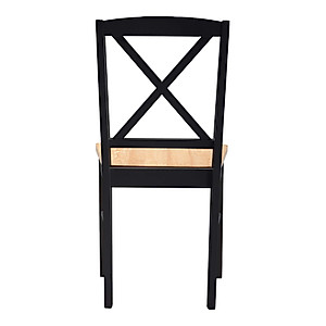 DUHOME Dining Chairs Set of 2 Wood Dining Room Chair with Cross Back, Kitchen Room Chair Side Chairs Nature Seat Black Base