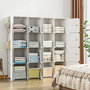 GIMTRR Closet Organizer, 12-Cube Storage with Doors, Closet Organizers and Storage, Cabinet Storage for Bedroom, Wardrobe, White