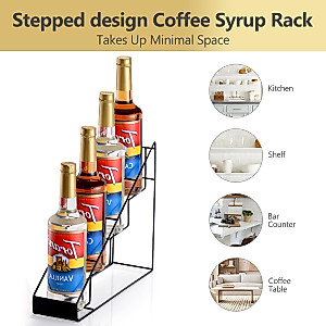 kimilus Coffee Syrup Rack for Coffee Bar Accessories, Fits with Torani and Monin Syrup, Coffee Bar Organizer Holds 4 Bottles