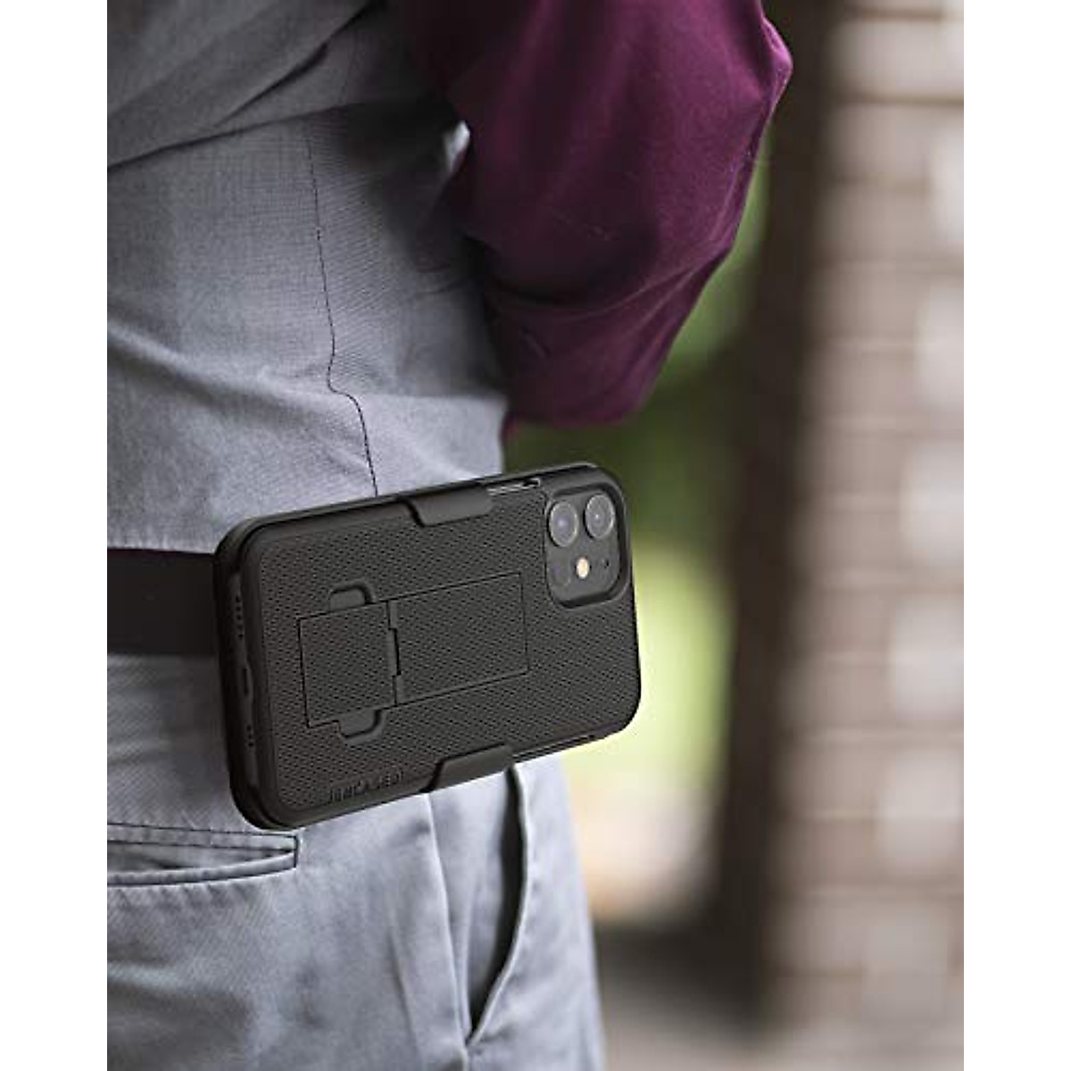 Encased DuraClip Series Designed for iPhone 12 Belt Clip Case - Slim Fit Cover with Holster (Black)