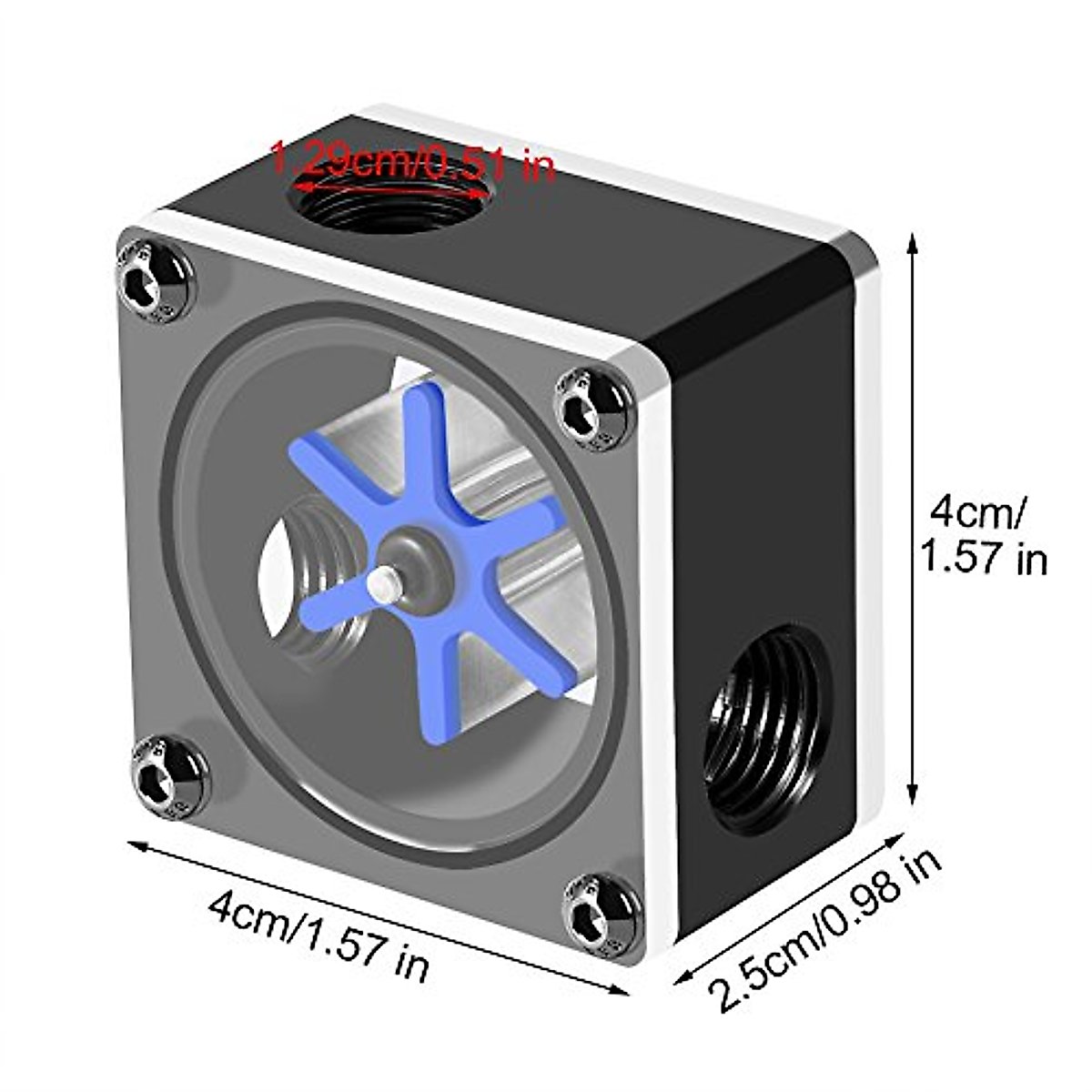Fosa Meter Indicator, G1/4 Threaded 6 Impeller 3 Ways for PC Computer Water Cooling System