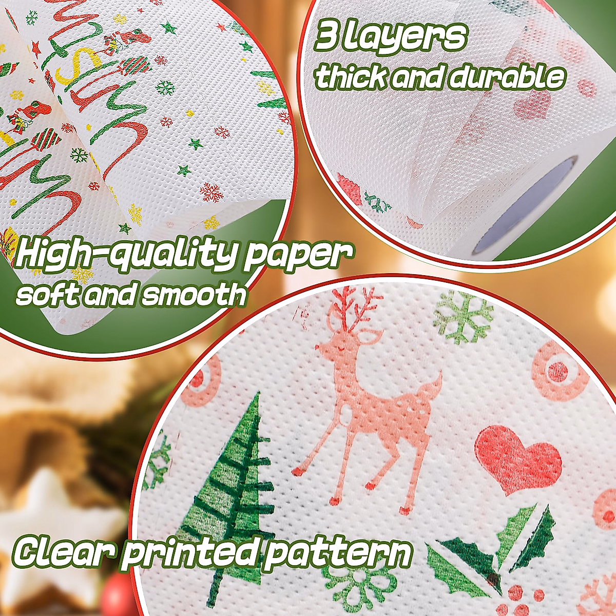 Merry Christmas Toilet Paper- Christmas Toilet Paper Roll for White Elephant Gifts, Tissue Napkin Prank Fun- Christmas Decorations for Xmas Stocking Stuffers Novelty Gift Idea, 2 Roll