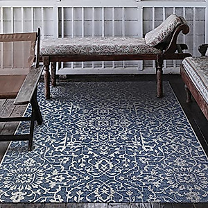 Couristan Monte Carlo Palmette Indoor/Outdoor Area Rug, 5'10" x 9'2", Navy-Ivory