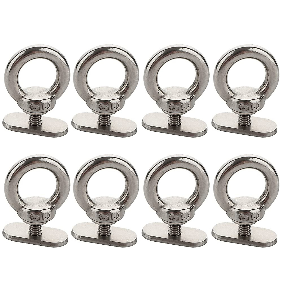 VTurboWay 8 Pack Full 316 SS, Track Mount Tie Down Eyelet, Hold Bungee Cord or Ropes Up to 0.6", Marine Hardware