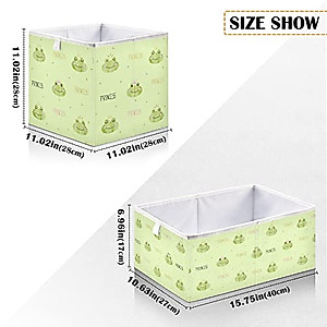 JIPONI Cute Princess Frogs Foldable Storage Basket Bin, Storage Cube Box Organizers for Toys, Clothes, Closet, Shelves 11x11x11 In
