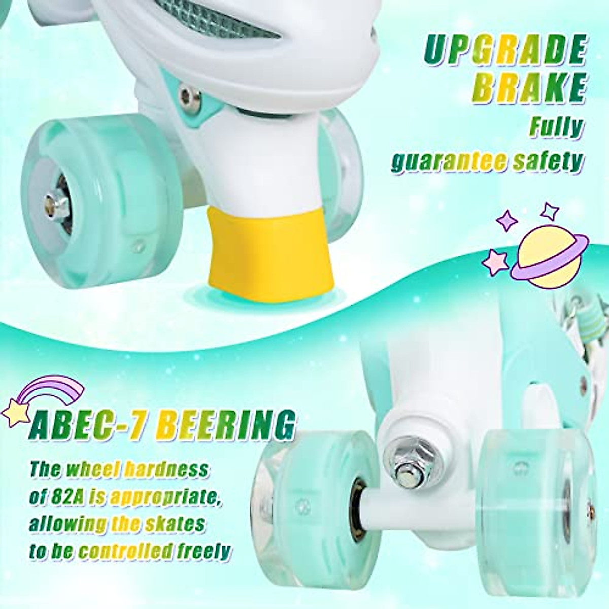 Nattork Boys Roller Skates for Kids, 3 Sizes Adjustable Toddler Roller Skates with All Light up 8 Wheels of Boy's Skates Shine, Safe and Fun for Indoor Outdoor Sports