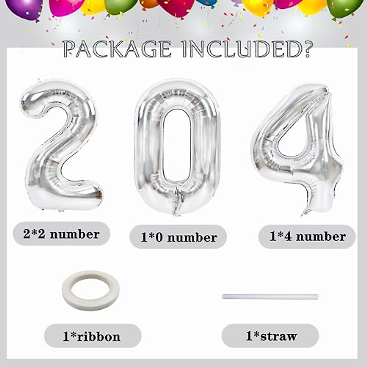 Puideon 2024 Balloons Silver,Large 2024 Foil Number Balloons 40 Inch,Mylar New Years Balloons 2024,2024 Graduation Balloons,Big Balloons for New Year Eve Party Supplies,Graduation Decorations 2024