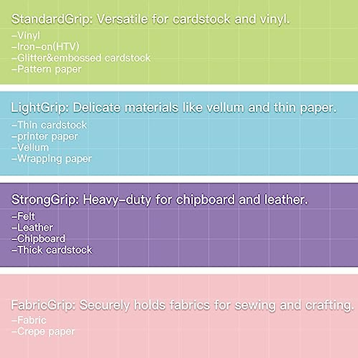 Srunffe 12 Pack Cutting Mats for Cricut Maker/Maker 3/Explore 3/Air/Air 2, Variety Adhesive Replacement Cut Mats compatible with Cricut Machines, Standard/Light/Strong/Frabic