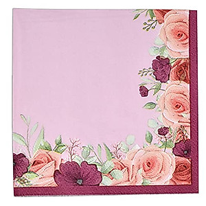 24 Disposable Tea Cups and Saucers Sets Floral Design 7" Flower Scallop Shaped Plates 24 5" Saucer Paper Plate 24 5 oz. Tea Cup with Handle 48 Lunch Napkins for Spring Wedding Birthday Party Supplies