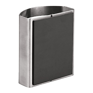 iDesign Forma Magnetic Pen and Pencil Holder – Modern Writing Utensil and Desk Organizer for Kitchen, Locker, Home, or Office - 3.25" x 1.75" x 3.50", Brushed Stainless Steel