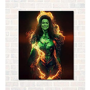 OzWood Crafts- She Hulk and Hulk Wall Decor Poster Prints, Set of 6 FRAMELESS (8''x10''), She Hulk and Hulk room decor for boy,She Hulk and Hulk Posters for Boys Room, She Hulk and Hulk Wall Art,