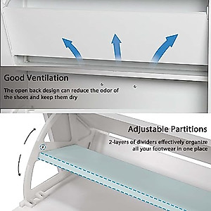 NOVAMAISON Shoe Cabinet for Entryway, Narrow Shoe Storage Cabinet with 2 Flip Doors and Shelf, Freestanding Shoe Organizer for Hallway, Bedroom, Apartment, White