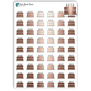 Birthday Planner Stickers / 54 Foiled Stickers (1/2”) / Celebration Party/Essential Productivity Life Planner Stickers/Bujo Bullet Journaling/Appointments (1 Sheet, Rose Gold Foil)