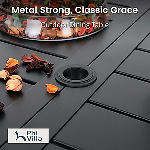 PHI VILLA Patio Dining Table Set for 6 Person Bistro Swivel Chairs with Cushion Contemporary Dining Table Outdoor Dining Set of 7 Pieces Conversation Set Patio Furniture for Outdoor Garden,Yard