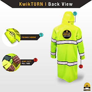 KwikSafety - Charlotte, NC - TORRENT High Visibility Rain Gear - Class 3 ANSI OSHA Reflective Weather Proof Hi Vis Trench Safety Jacket/Large