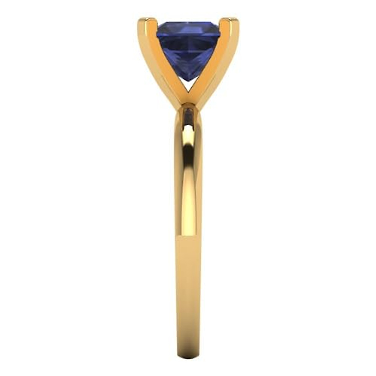Clara Pucci 1.5 ct Princess Cut Solitaire Simulated Blue Sapphire Engagement Bridal Promise Anniversary Ring 18K Yellow Gold Size 5.25