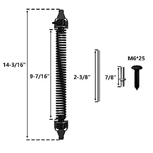 skysen 14" Fence gate Spring self Closing and Adjustable for Wooden or Vinyl Fence,Carbon Steel,Black(gate spring-14")
