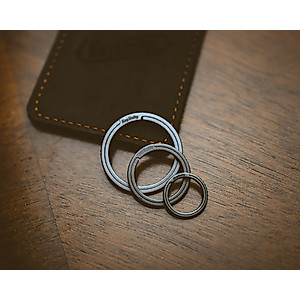 KeyUnity KA02 Titanium Flat Key Rings, 33/25/17.5mm Side Pushing Split Ring for Key Carabiner Flashlight Knife Dog ID Collar Tag (1L+1M+1S)