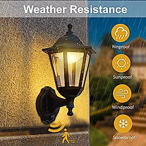 FUDESY Outdoor Porch Light Wall Lanterns - Motion Sensor, Exterior Waterproof Front Door Wall Sconce, Anti-Rust Black Plastic LED Lamp for Garage, Patio, House, Doorway