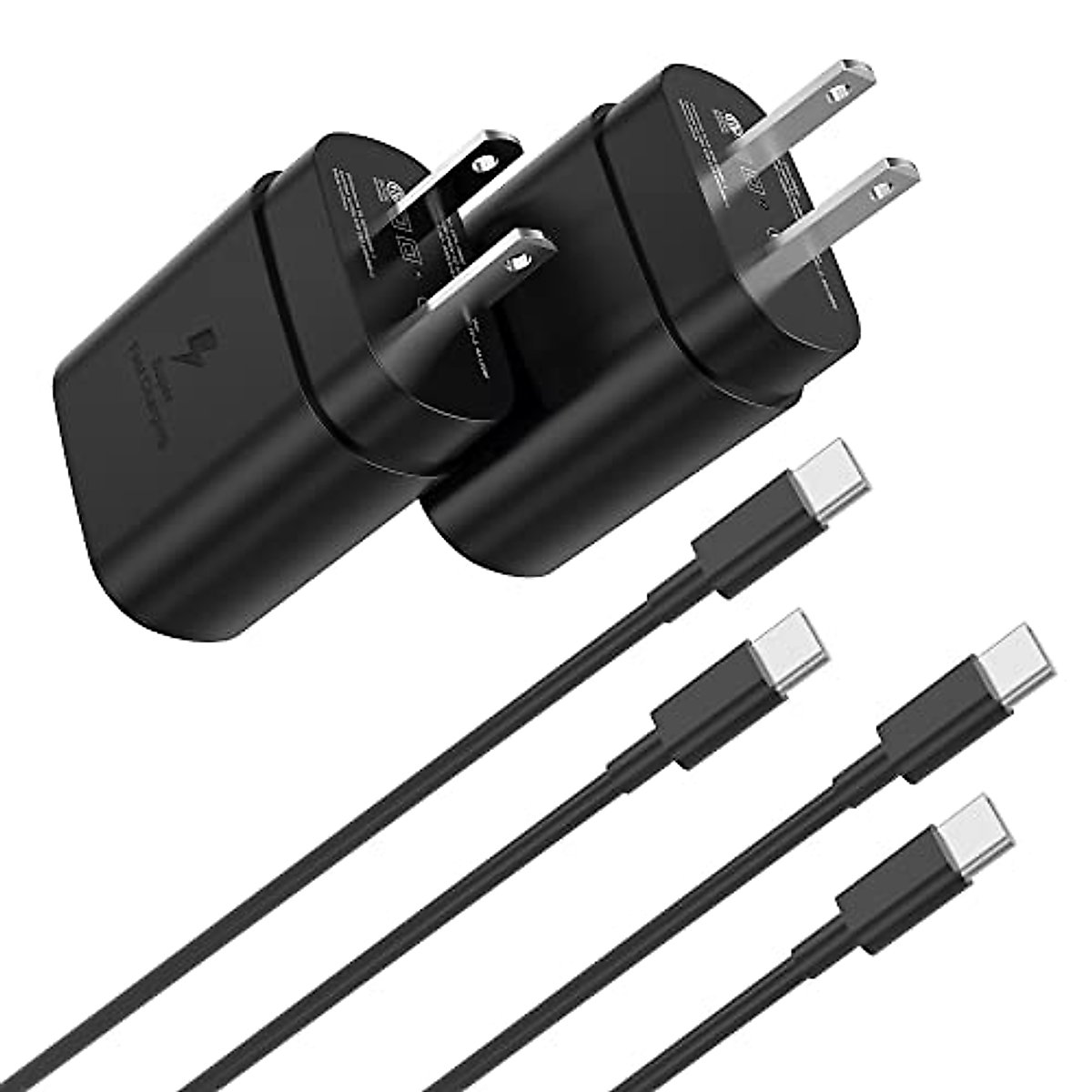 Fast Charger Type C, 2Pack 25W USB C Wall Charger Fast Charging Block with 10ft C to C Charging Cable for Samsung Galaxy S22, S22 Plus, S20 / S21 Ultra Plus, Note 20 / Note 10 Plus