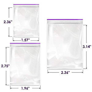 300 Pcs Small Bags for Jewelry - 2 Mil Clear Reclosable Poly Zipper Bags Sizes 1.5" x 2.3", 2" x 2.7", 2.4" x 3" for Pills, Vitamins