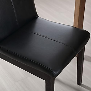 LZAREAL Comfy Modern Dining Chairs Set of 8, PU Leather Black Armless Dining Room Chairs with Solid Wood Legs, Mid Century Upholstered Dining Chair for Kitchen, Restaurant, Cafe