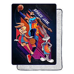 Northwest Space Jam 2 Jumpshot Oversized Silk Touch Sherpa Throw Blanket, 60" x 80"