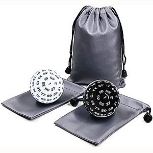 2Pcs DND D100 Dice Black and White 100 Sided Polyhedral Game Dice Set