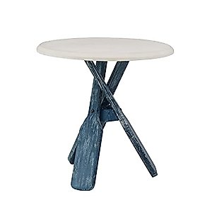 Powell Round Top Shanice Oar Side Table, Coastal Blue and White (PAMZN2087)