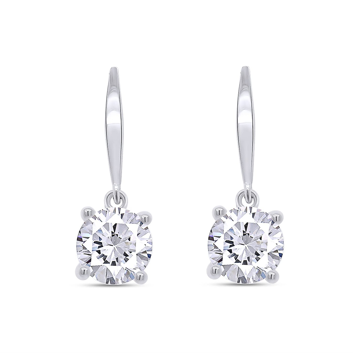 4CT Moissanite Dangle Earrings, D Color Ideal Cut Lab Created Moissanite Diamond 18K White Gold Over Sterling Silver 4 Prong Earrings for Women