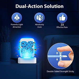 Fruit Fly Traps for Indoors, Rechargeable Fly Trap Indoor with Night Light Gnat Traps for House Indoor Bug Zapper for Plants Gnats Moths Mosquitos Pest Control with 10PCS Refills