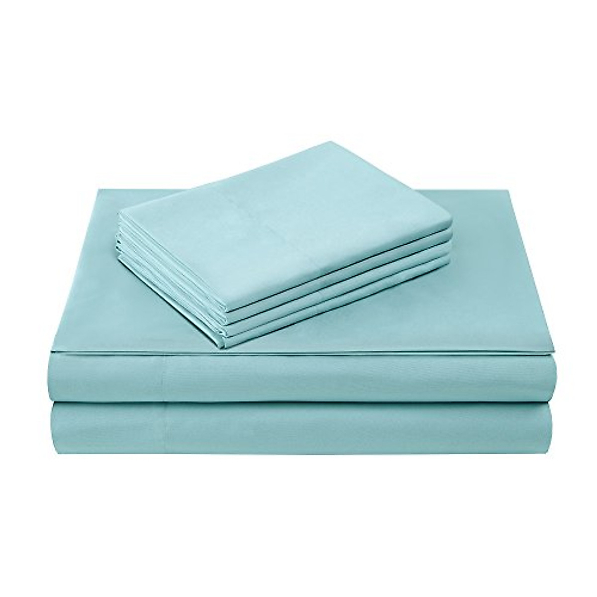 Comfort Spaces CS20-0118 Microfiber Set 14" Deep Pocket, Wrinkle Resistant All Around Elastic-Year-Round Cozy Bedding Sheet,6 pcs, Matching Pillow Cases, Queen, Aqua