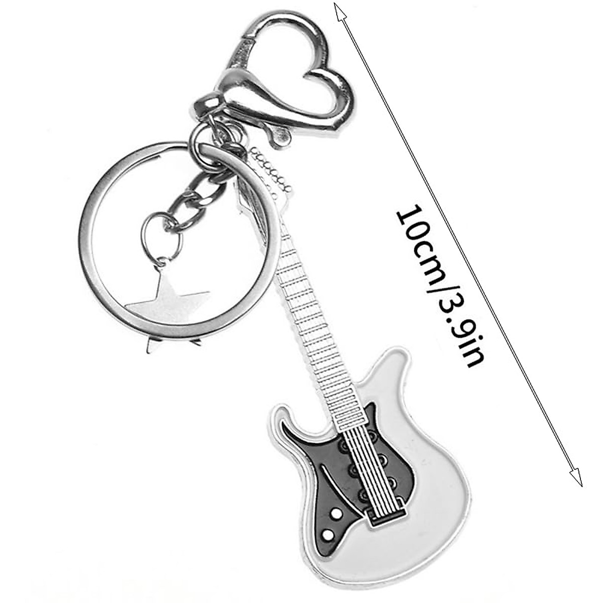 mdgfge Punk Music Guitar Keychain Musical Instrument Star Cute Bass Keyring Electric Guitar Key Rings Key Holder Pendant for Women Men Music Lovers (2 Pcs)